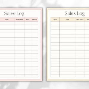Sales Log Printable, Sale Profits Tracker, Sale Recorder, Orders Log ...