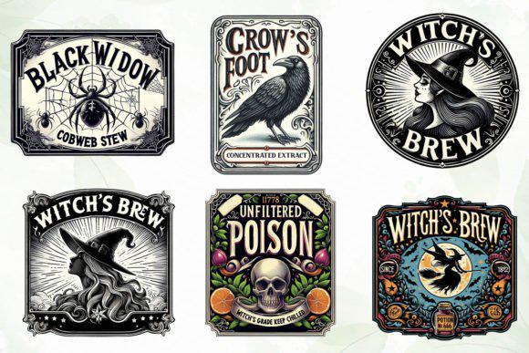 Potion Labels Bundle 19 Designs PNG Apothecary Halloween Potion Labels ...