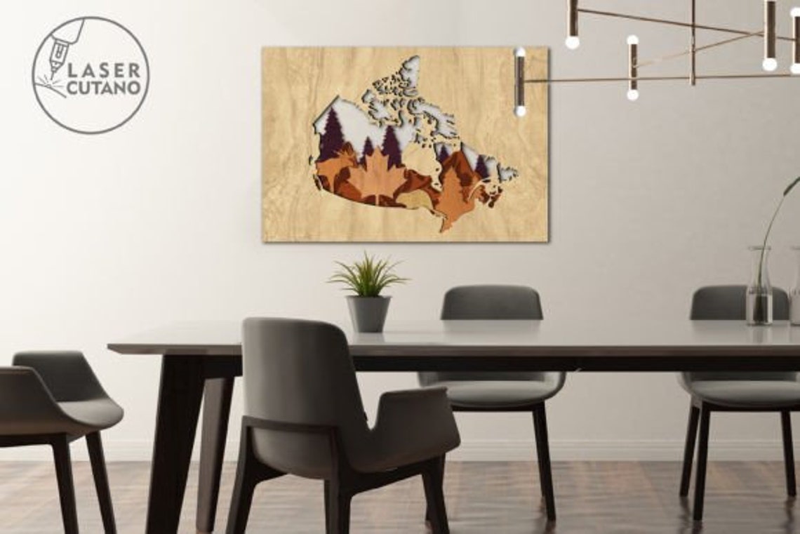 Karte KANADA Laser Cut Datei svg Glowforge-Datei und Karte Dxf-Datei ...