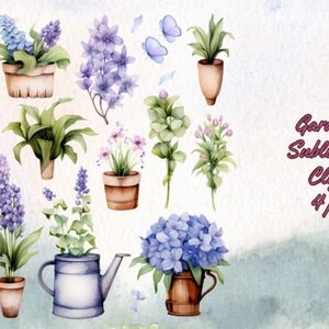 Artist Garden Watercolor Clipart Bundle - 265 PNG Creative Garden ...
