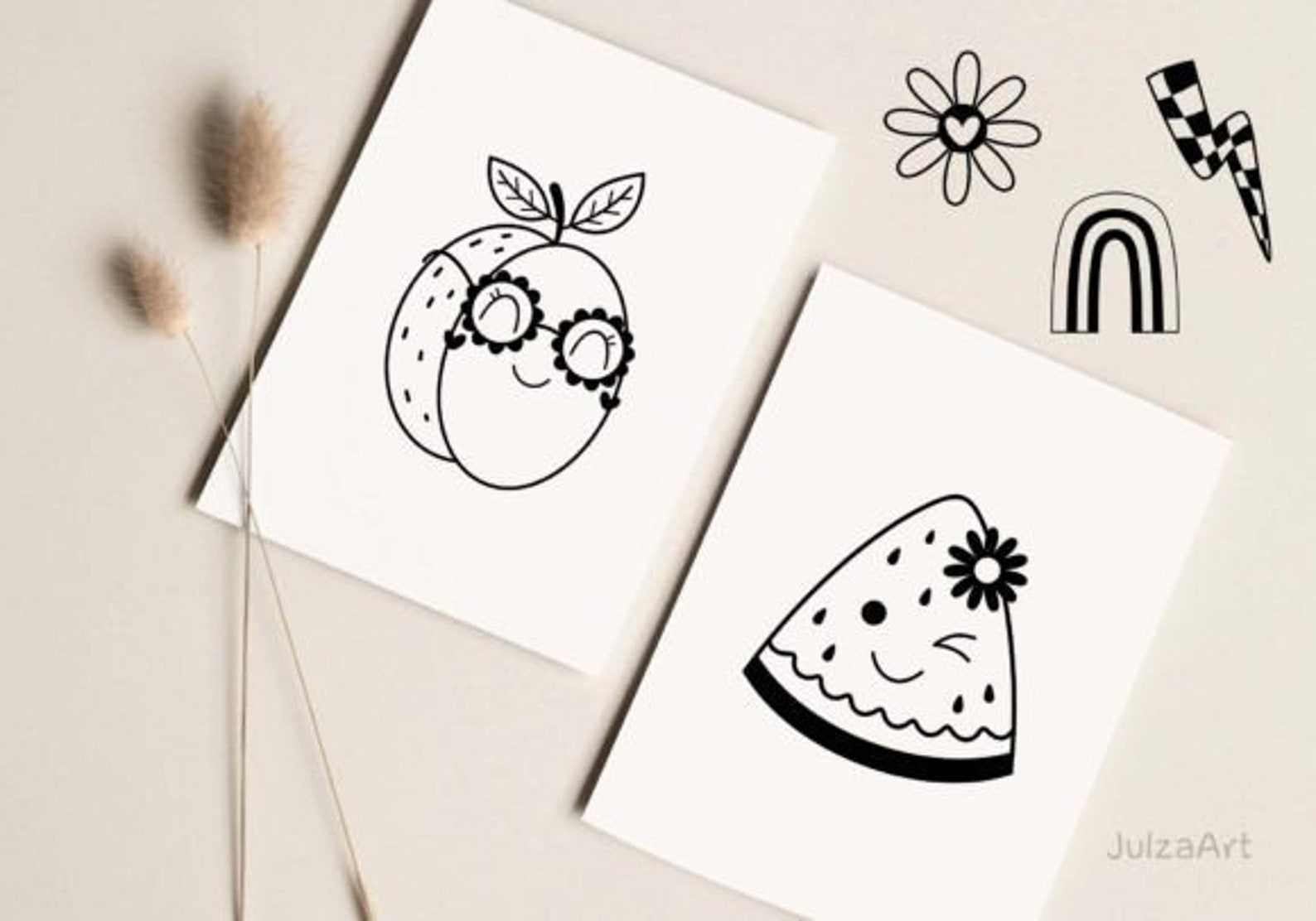 Summer Png, Retro Summer Clipart, Black and White Summer Svg, Groovy ...