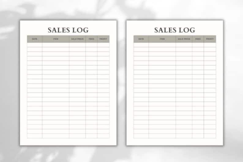 Sales Log Printable, Sale Profits Tracker, Sale Recorder, Orders Log ...