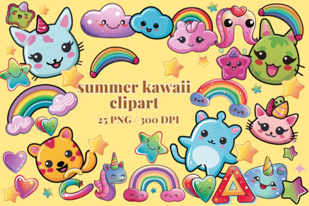 Cute Summer Clip Art, Kawaii Clip Art, Summer Fun Clipart Bundle, Beach ...