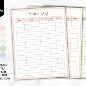 Sales Log Printable, Sale Profits Tracker, Sale Recorder, Orders Log ...