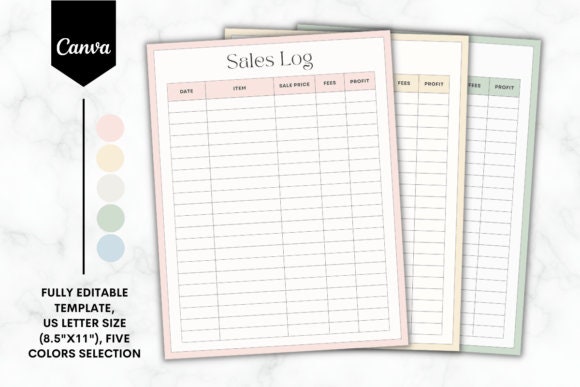 Sales Log Printable, Sale Profits Tracker, Sale Recorder, Orders Log ...