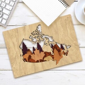 Karte KANADA Laser Cut Datei svg Glowforge-Datei und Karte Dxf-Datei ...