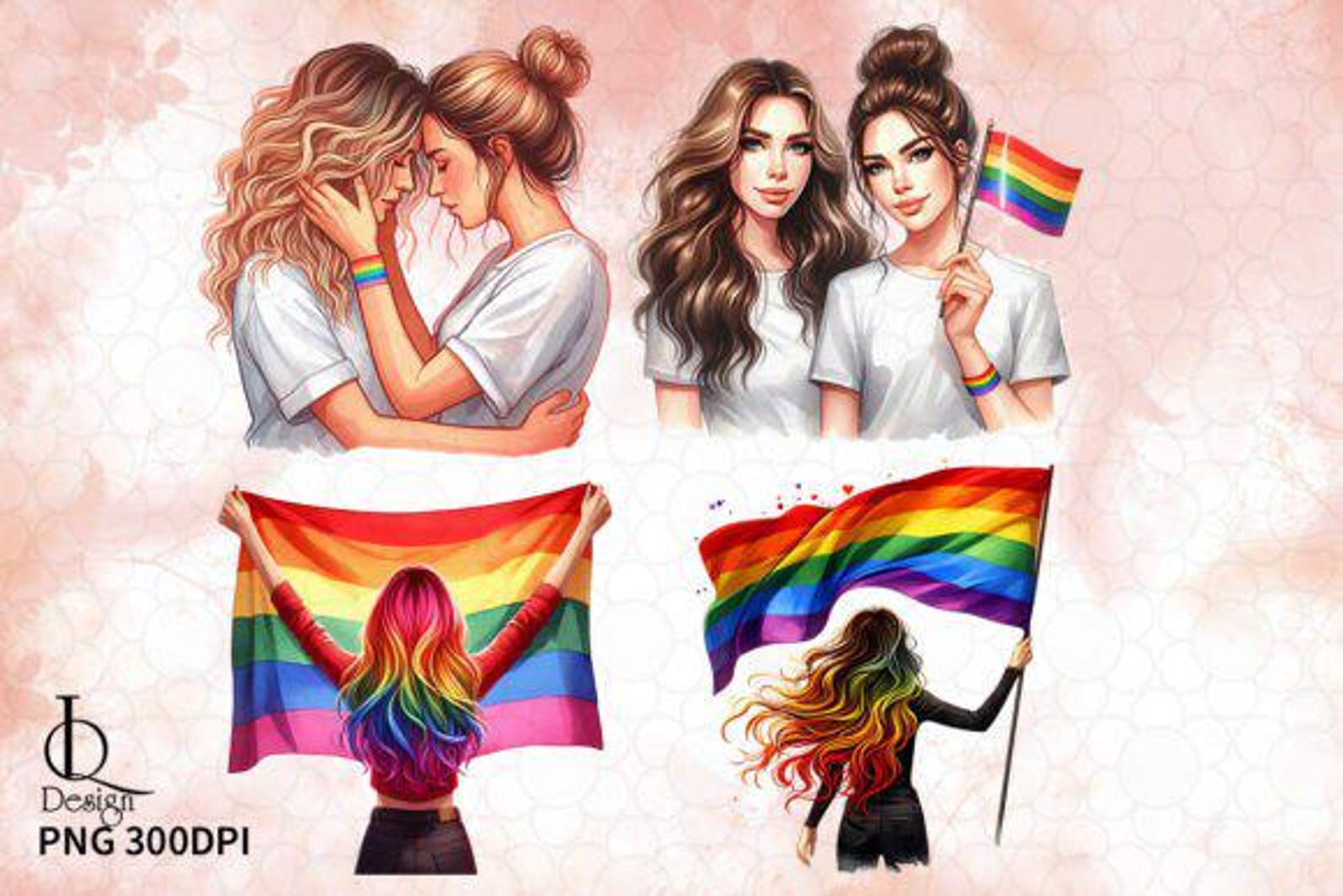 Lesbian Couple Clipart, Clipart, Couple Clipart, LGBT Pride Clipart ...