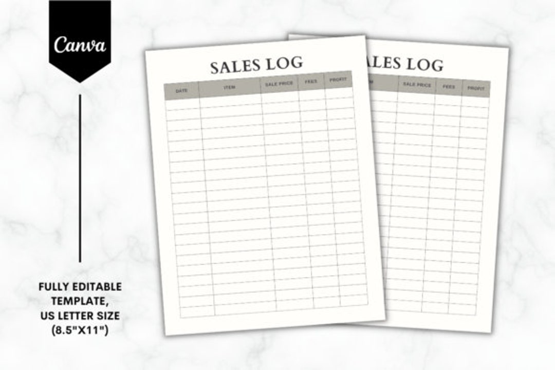 Sales Log Printable, Sale Profits Tracker, Sale Recorder, Orders Log ...