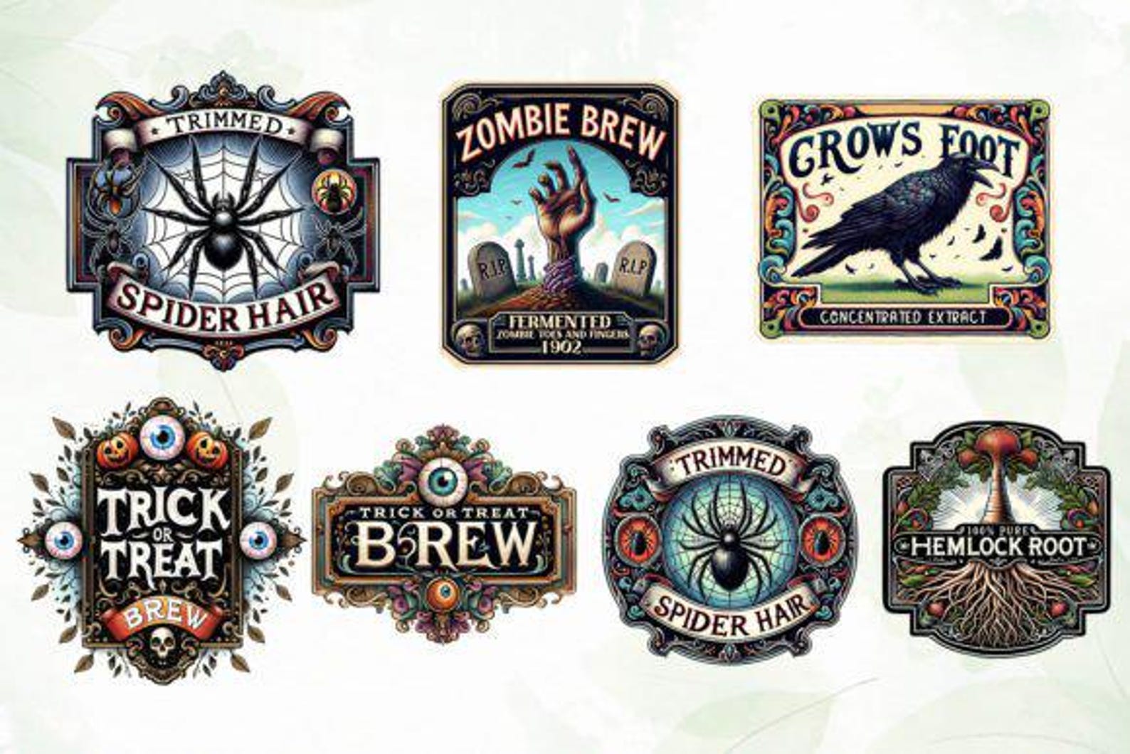 Potion Labels Bundle 19 Designs PNG Apothecary Halloween Potion Labels ...