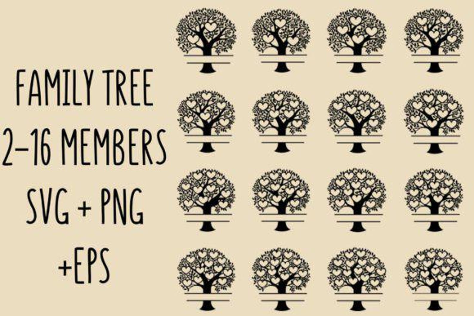 Family Tree Svg Bundle 2-16 Members Family Svg Tree of Life Svg Family ...