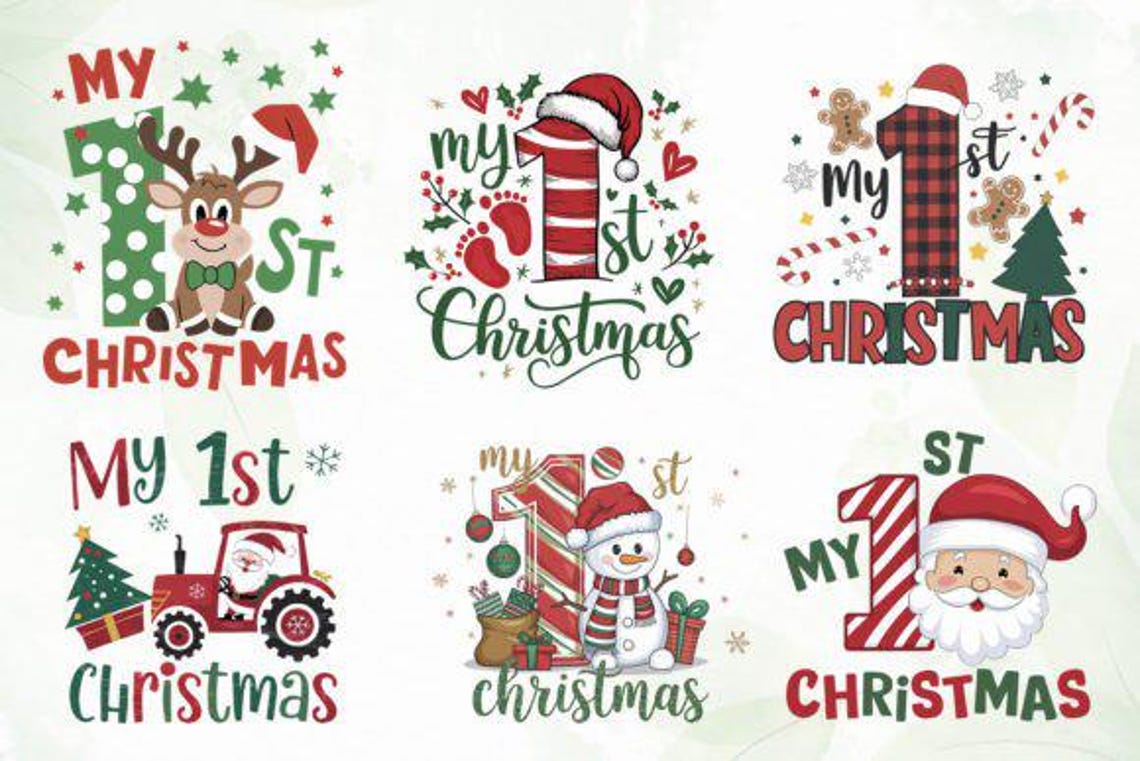 Baby's First Christmas Svg Bundle, 1st Christmas Sublimation Clipart ...