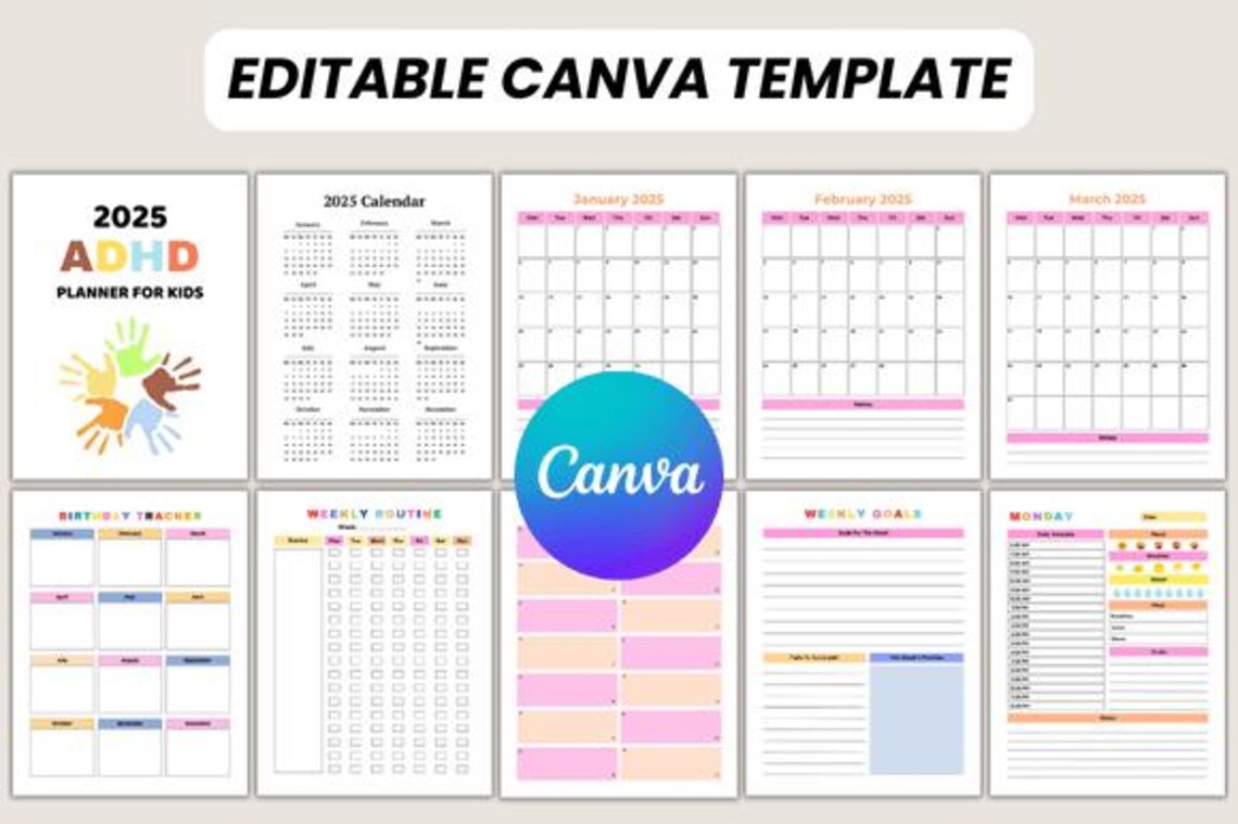 Kids ADHD Planner, Kids School Planner 2024-2025, ADHD Study Planner ...