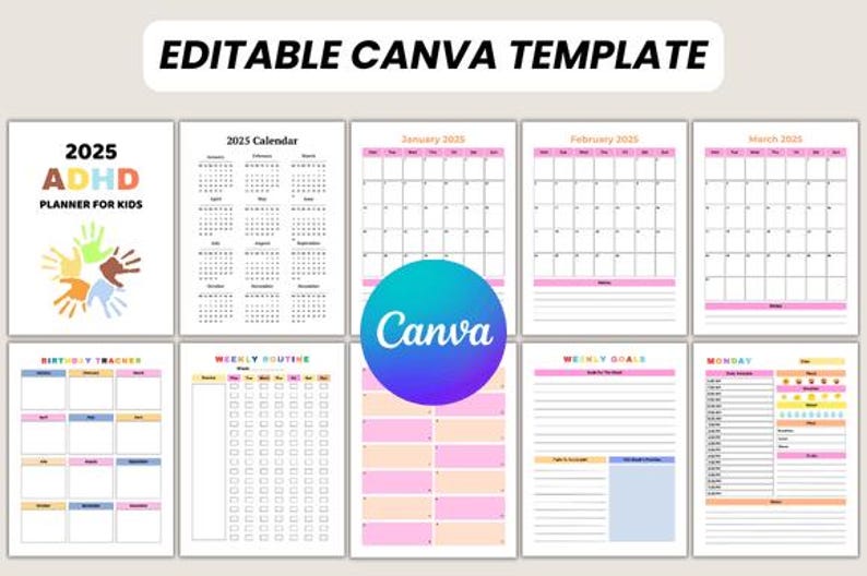 Kids ADHD Planner, Kids School Planner 2024-2025, ADHD Study Planner ...