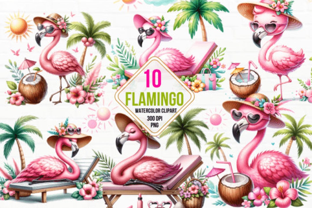 Floral Flamingo Clipart, Flamingo Png, Summer Png,summer Clipart ...