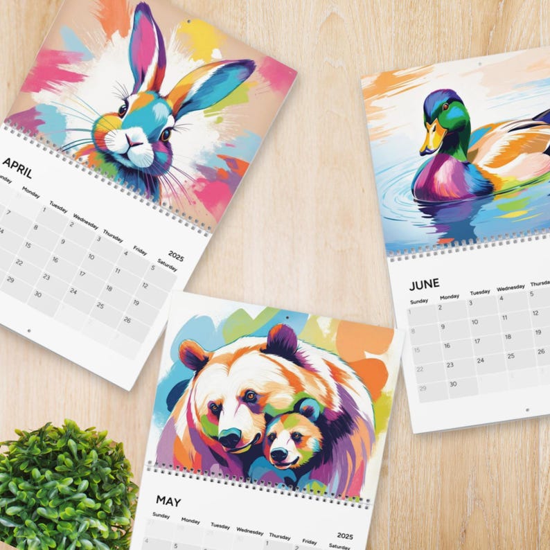2025 Animal Themed Wall Calendar, Large Monthly Calendar, Modern Pop ...