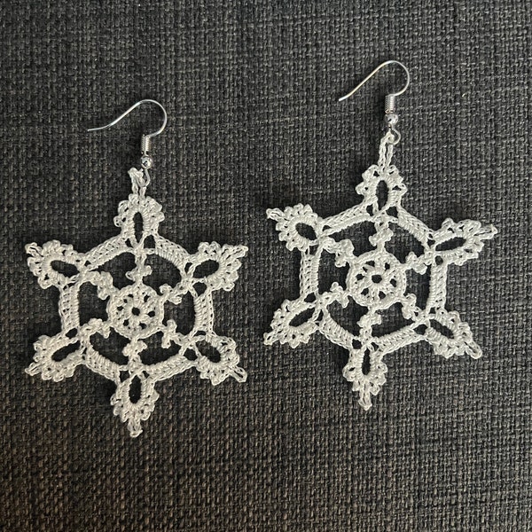 Crochet Snowflake Earrings - Etsy