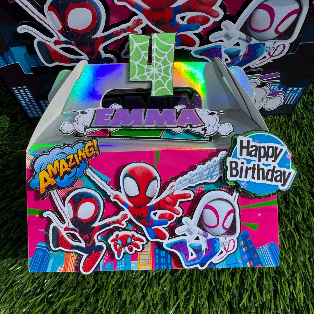 Spidey and Friends Themed Party Favor Gable Boxes - Etsy UK