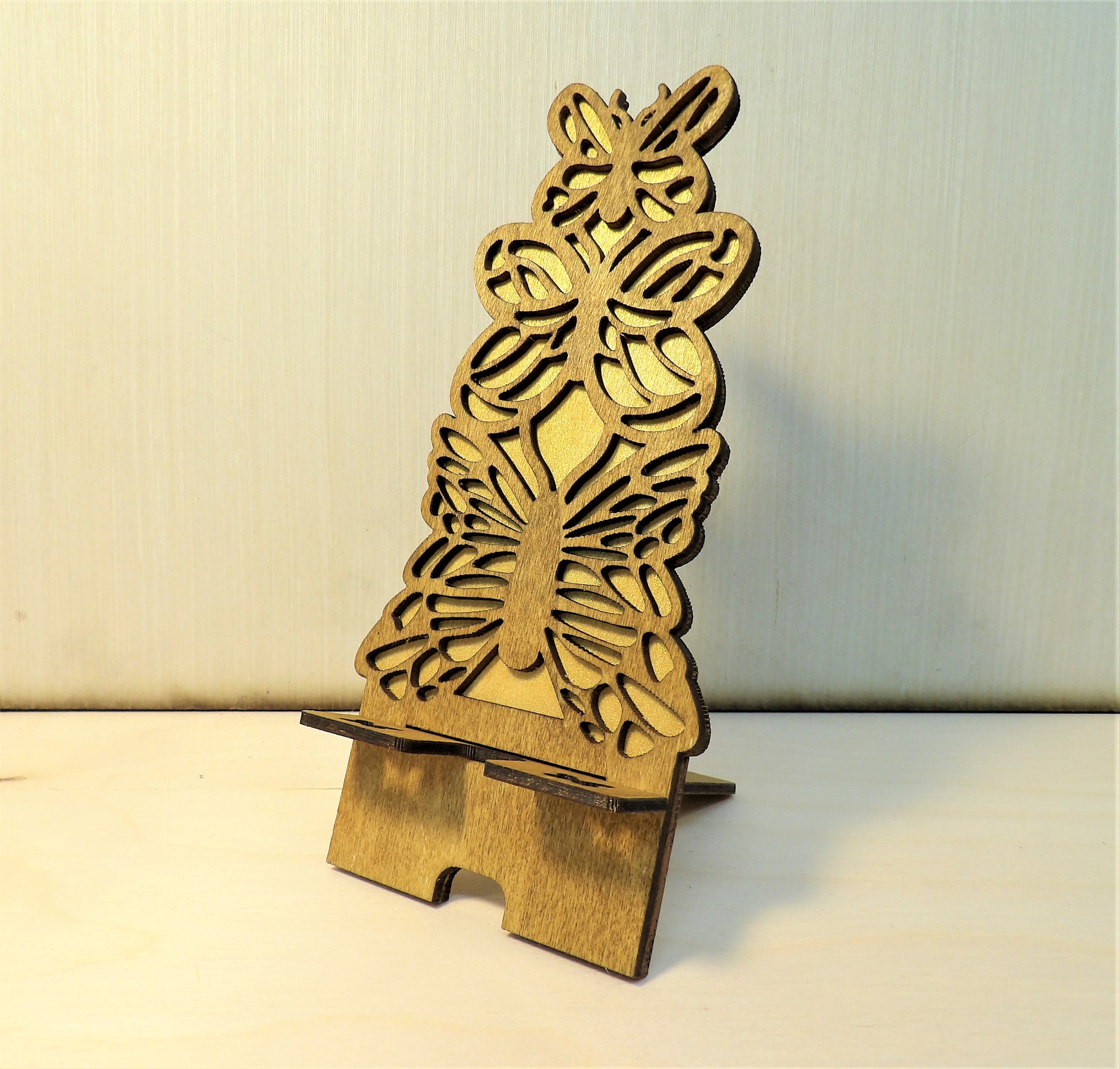 CELL PHONE STANDS Hand Made Laser Cut Wood Charging Cradle Honey Bee ...