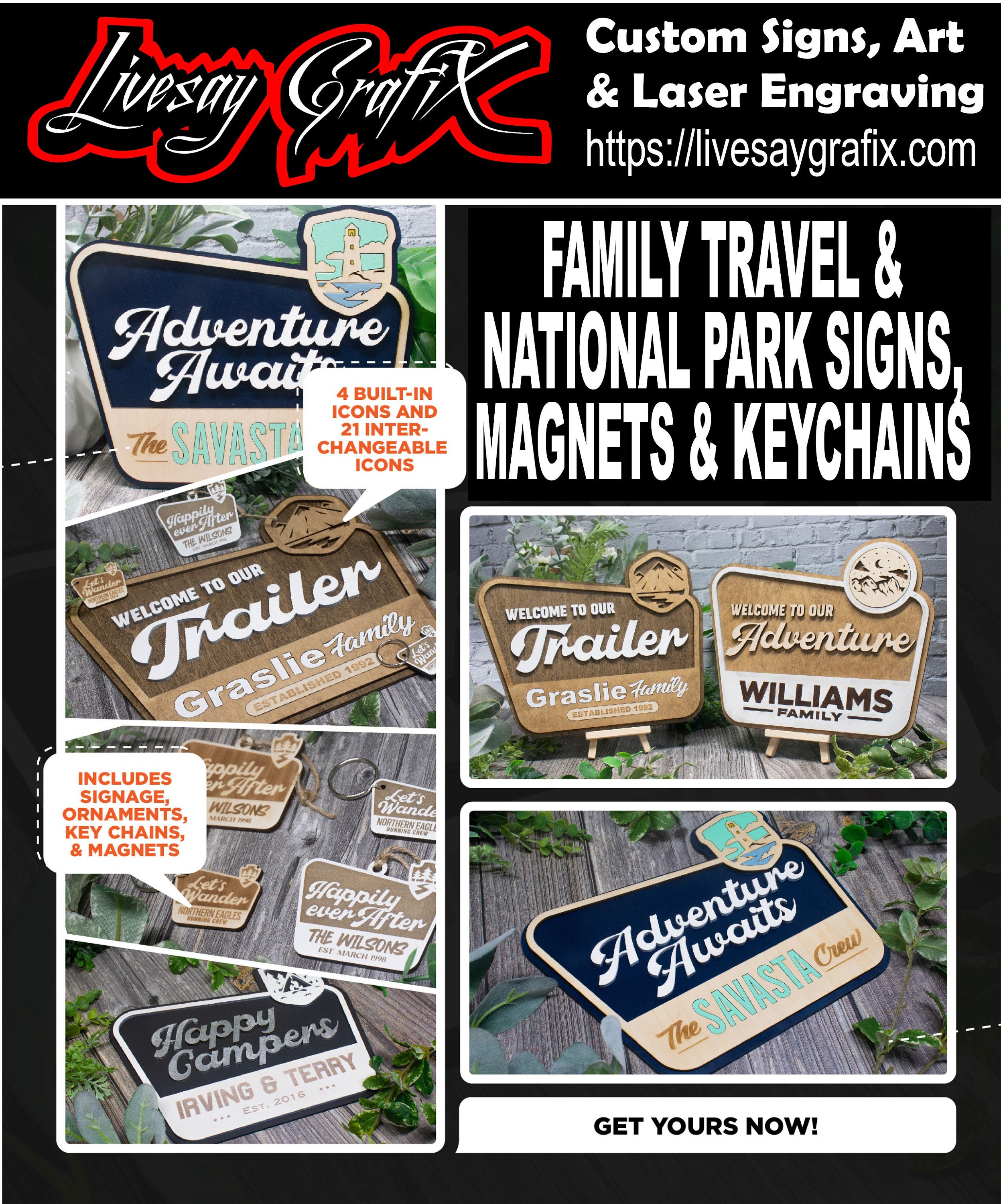 NATIONAL PARK SIGNS, Magnets, Keychains and Ornaments - Custom Laser ...