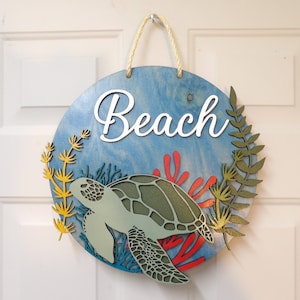 Sea Turtle Welcome Sign / Beach Decor / Ocean Decor / Door Hanger ...