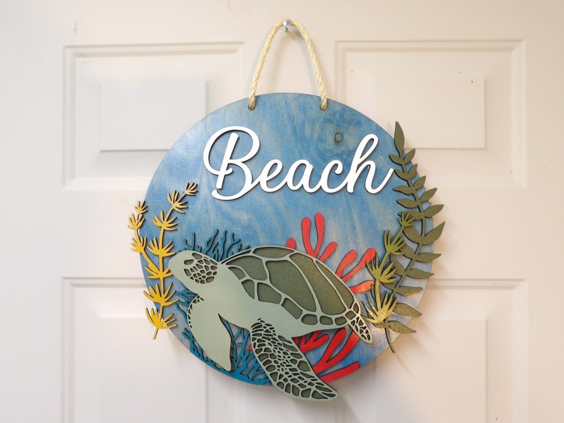 Sea Turtle Welcome Sign / Beach Decor / Ocean Decor / Door Hanger ...