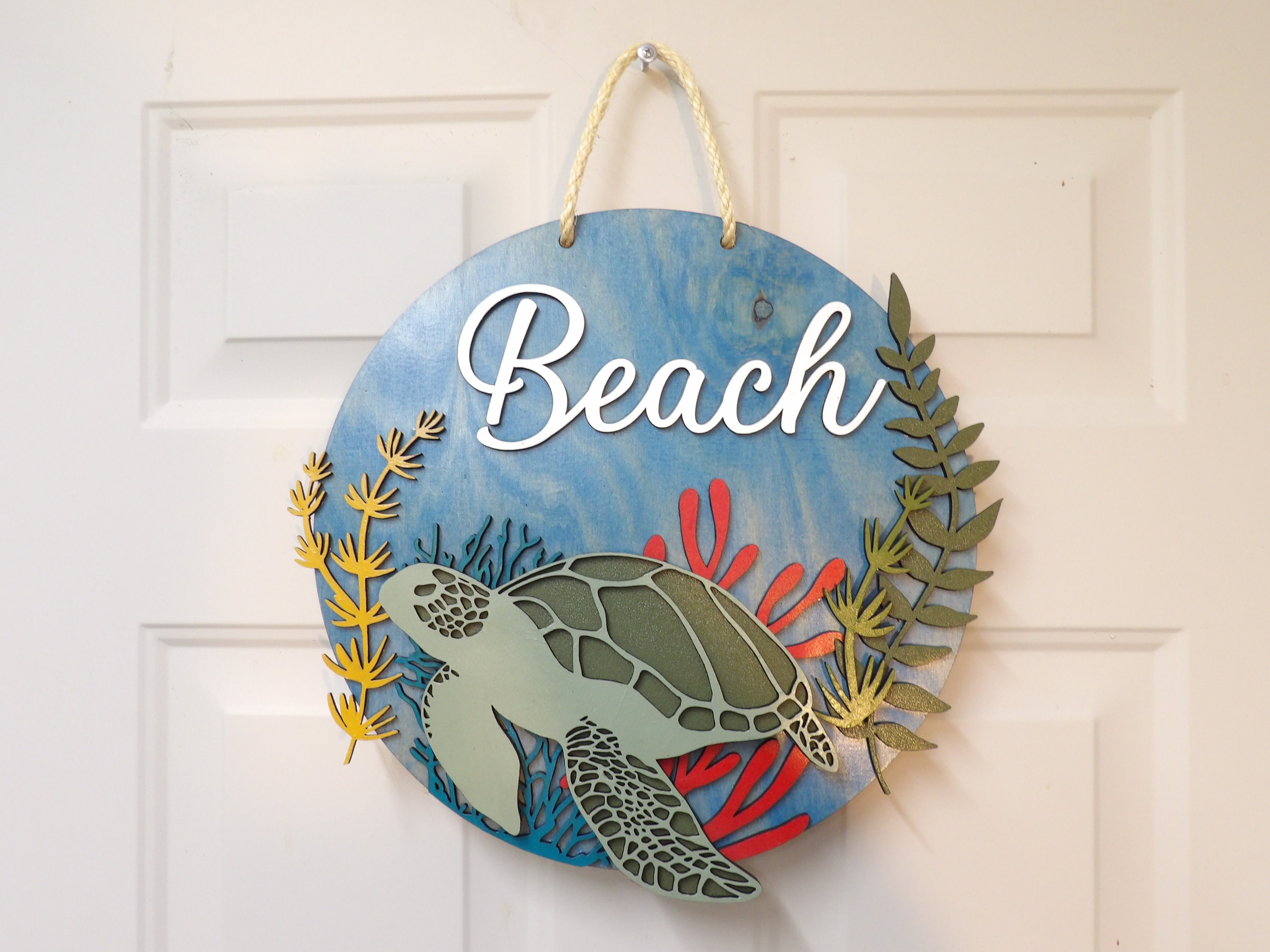 Sea Turtle Welcome Sign / Beach Decor / Ocean Decor / Door Hanger ...