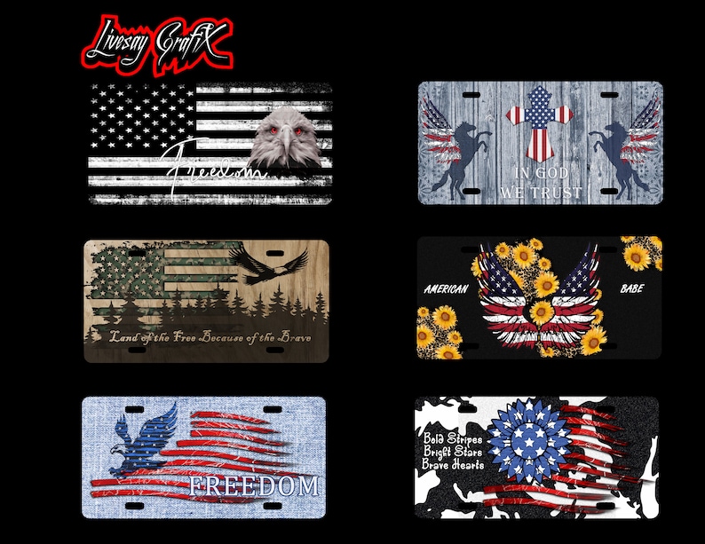 PATRIOTIC LICENSE PLATES - Custom License Plates - American Flag - Etsy