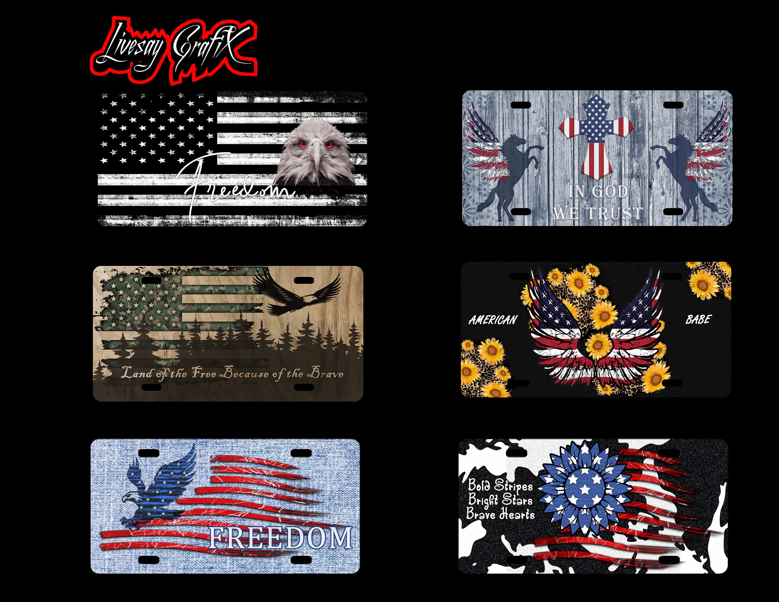 PATRIOTIC LICENSE PLATES Custom License Plates American - Etsy