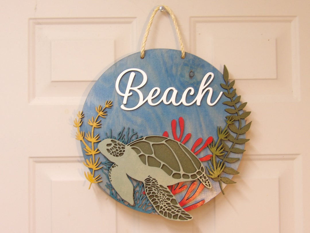 Sea Turtle Welcome Sign / Beach Decor / Ocean Decor / Door Hanger ...