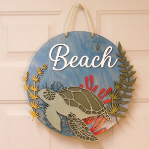 Sea Turtle Welcome Sign / Beach Decor / Ocean Decor / Door Hanger ...