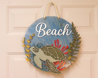 Door Hanger - Welcome - Sea Turtle - Etsy