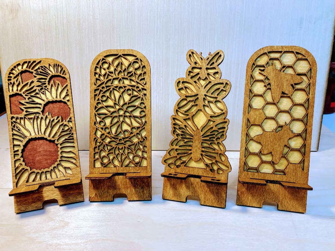 CELL PHONE STANDS - Hand Made - Laser Cut Wood - Charging Cradle ...