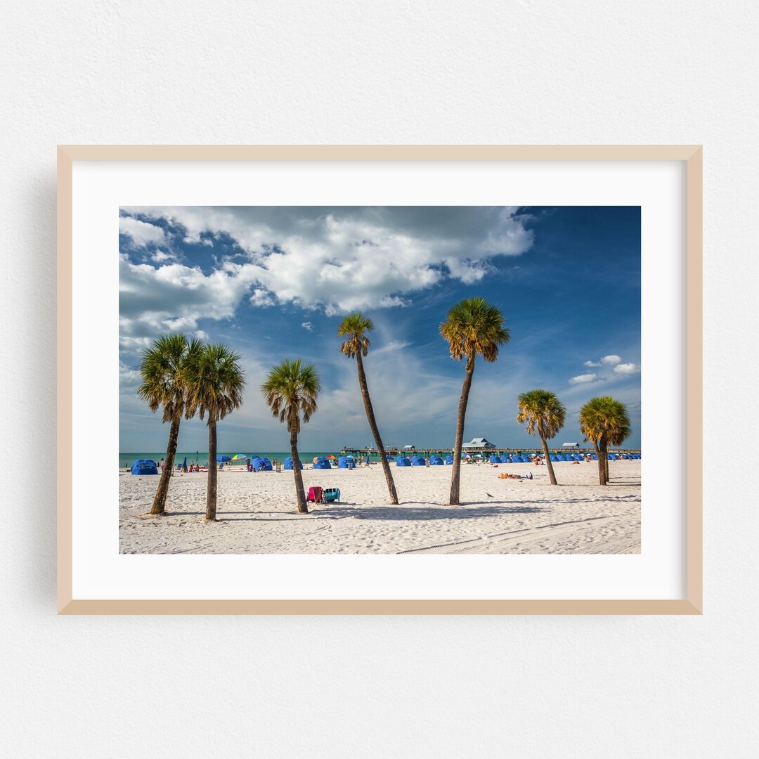 Clearwater Beach Print, Florida Wall Art, Beach Framed Art, Palm Tree ...