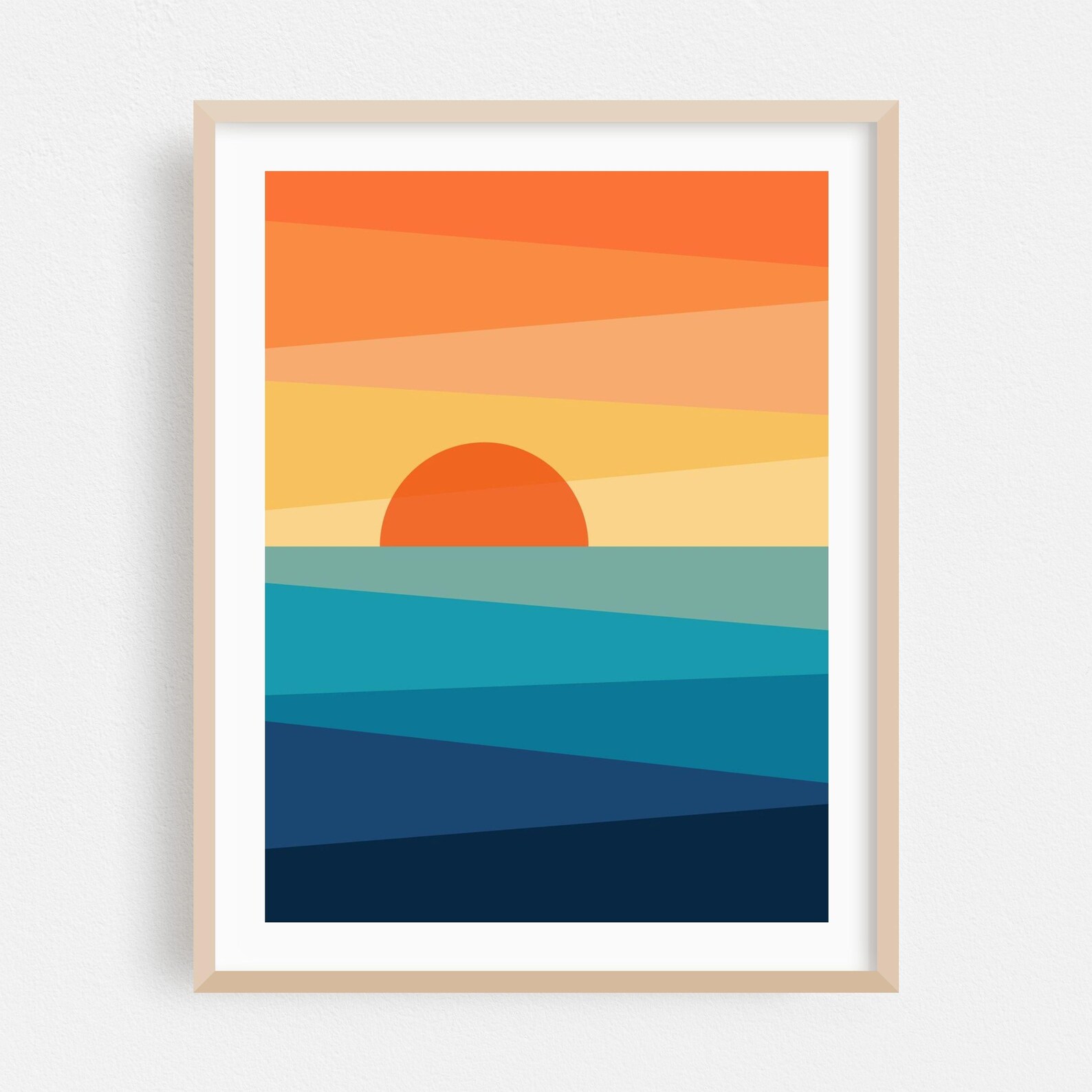Abstract Print, Geometric Wall Art, Sunset Framed Art, Minimalist Home ...
