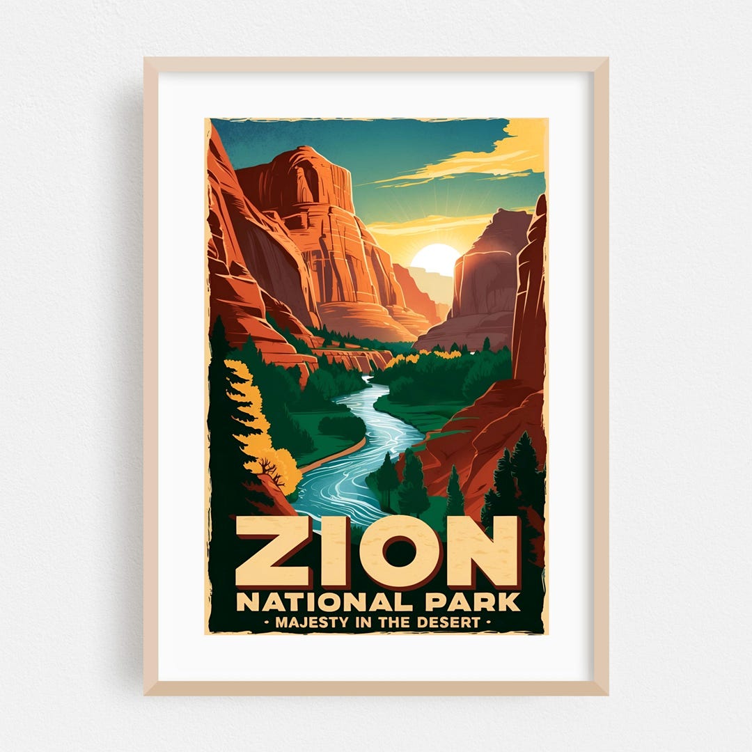Utah Print, Travel Poster Wall Art, Vintage Poster Framed Art ...