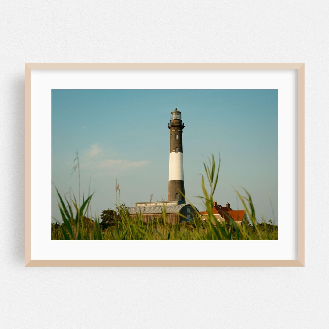 Fire Island Print, New York Wall Art, Lighthouse Framed Art, Coastal ...