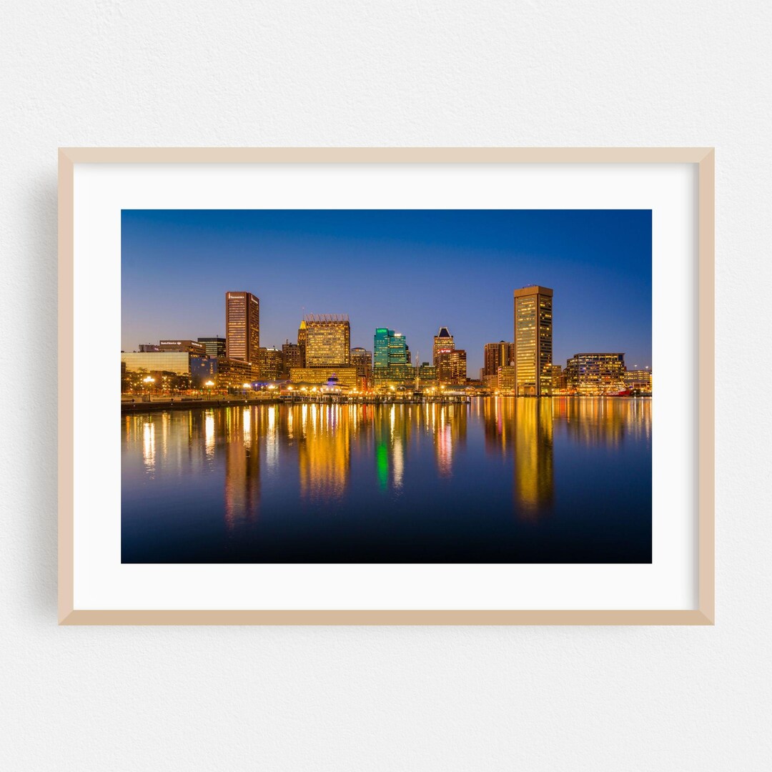 Baltimore Print, Maryland Wall Art, Cityscape Framed Art, Skyline Home ...