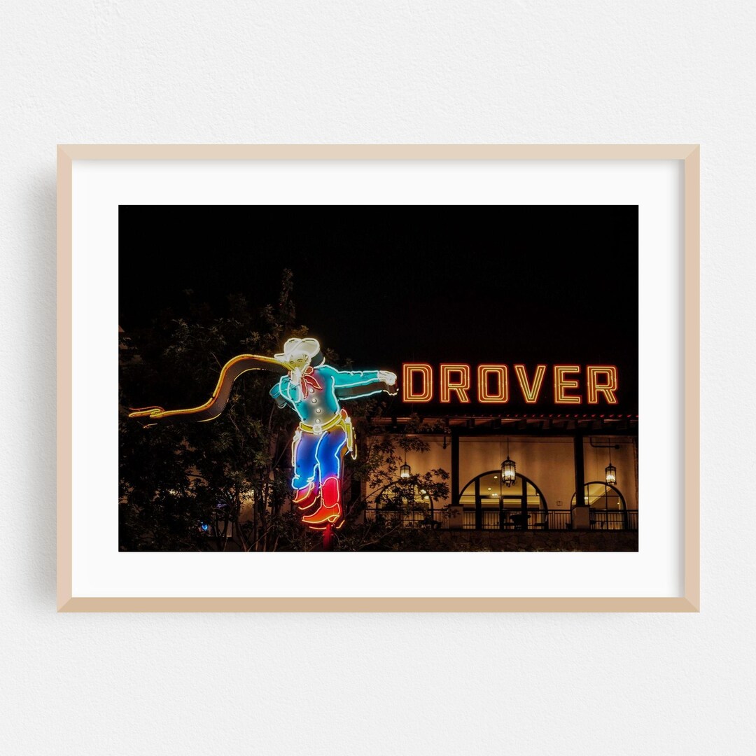 Hotel Drover Neon Sign Print, Texas Print, Light Print, Lighting Print ...