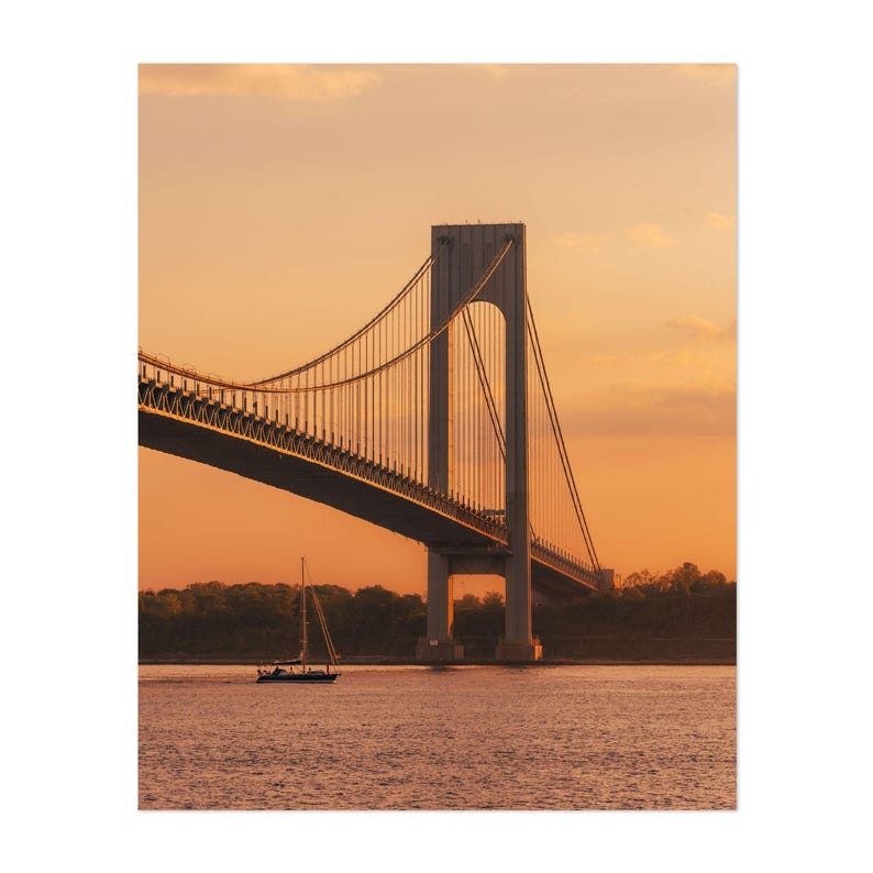 Staten Island Print, New York Wall Art, Bridge Framed Art, Sunset Home ...