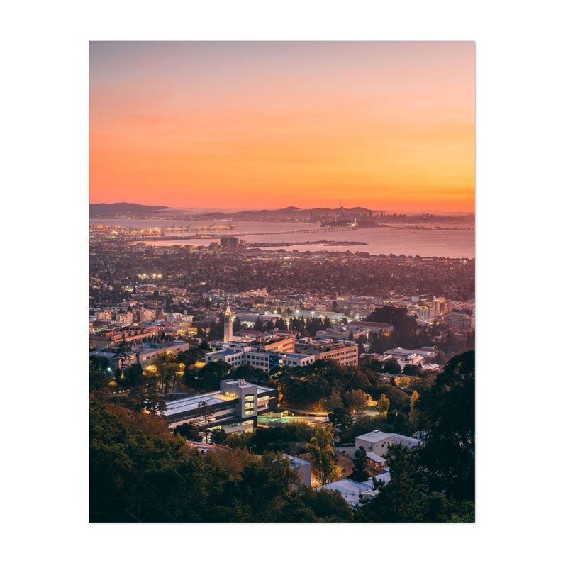Berkeley Print, California Wall Art, City Framed Art, Sunset Home Decor ...