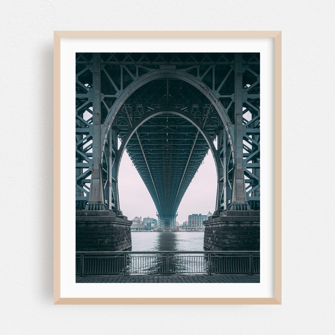 Manhattan Print, New York Wall Art, Bridge Framed Art, Cityscape Home ...