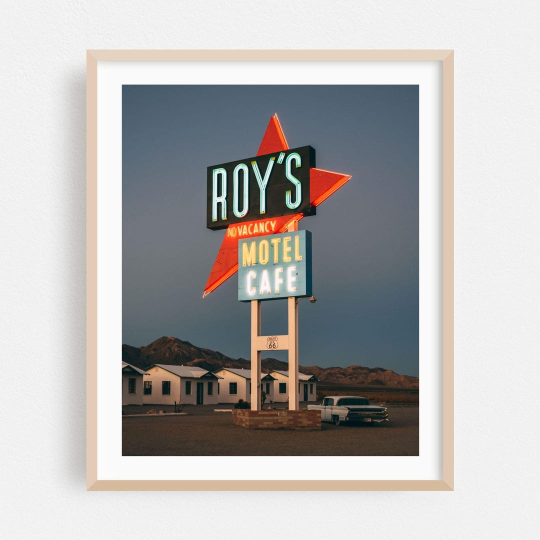 Amboy Print, California Wall Art, Neon Sign Framed Art, Vintage Home ...