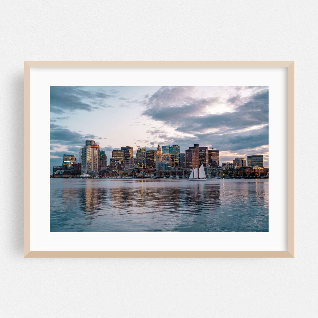 Boston Print, Massachusetts Wall Art, Skyline Framed Art, City Home ...