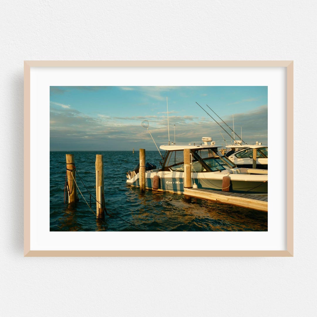 Fire Island Print, New York Wall Art, Boat Framed Art, Harbor Home ...