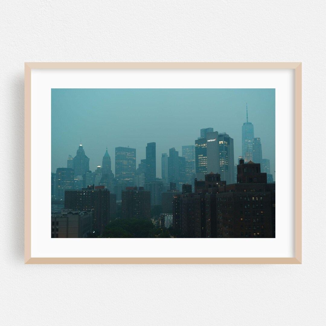 Manhattan Print, New York Wall Art, Skyline Framed Art, City Home Decor ...