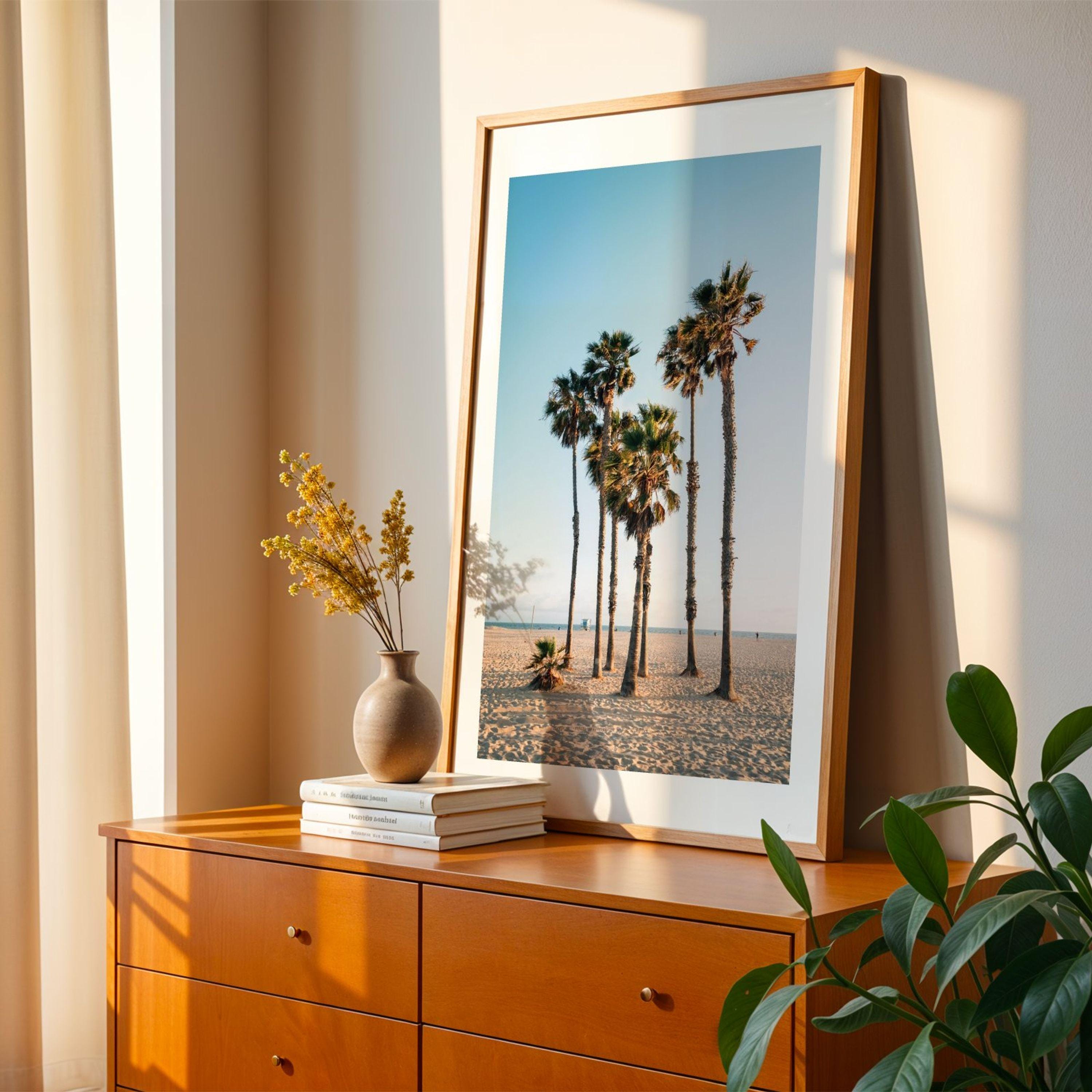 Santa Monica Print, California Wall Art, Palm Tree Framed Art, Beach ...