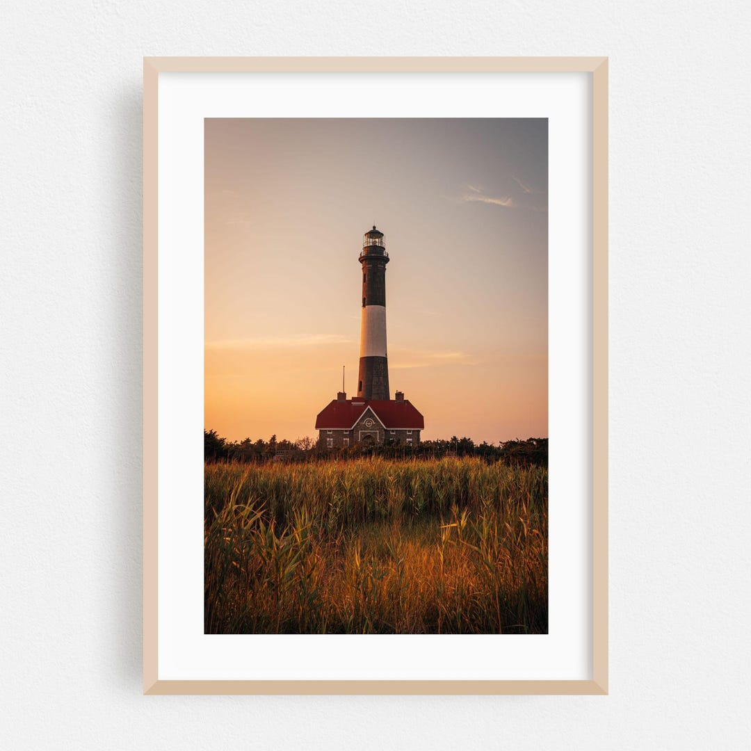 Fire Island Print, New York Wall Art, Lighthouse Framed Art, Sunset ...
