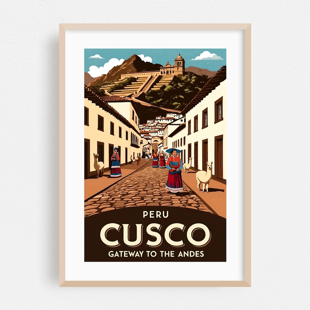 Cusco Print, Peru Wall Art, Travel Poster Framed Art, Vintage Poster ...