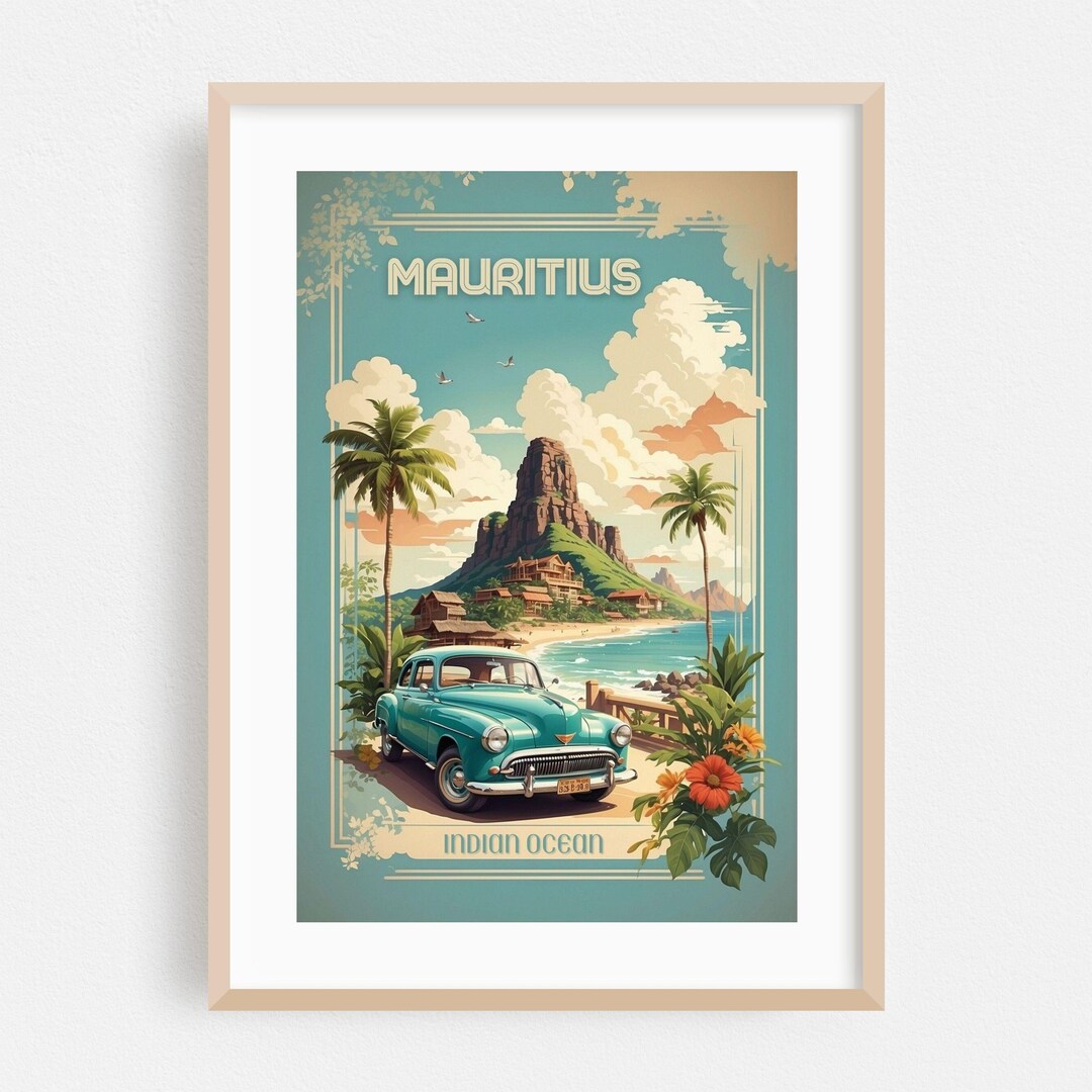 Mauritius Print, Travel Poster Wall Art, Vintage Poster Framed Art ...