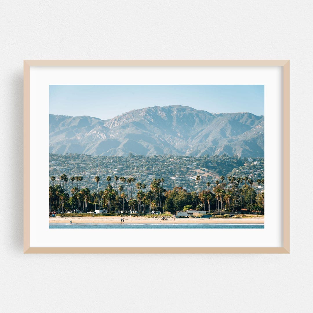 Santa Barbara Print, California Wall Art, Beach Framed Art, Palm Tree ...